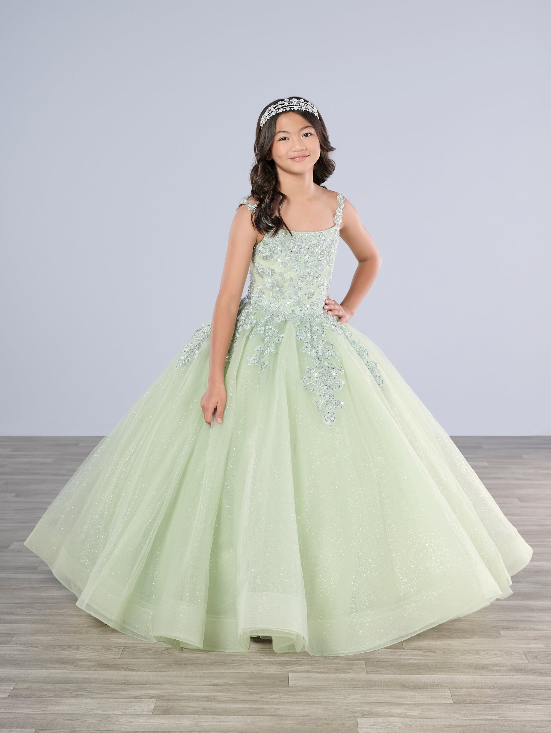 Girls Applique Sleeveless Gown by Tiffany Princess 13799 – ABC Fashion