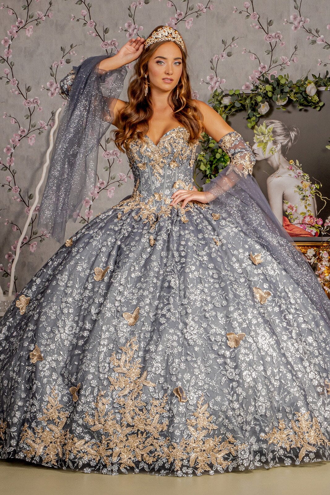 3D Butterfly Bell Sleeve Ball Gown by GLS Gloria GL3318 – ABC Fashion