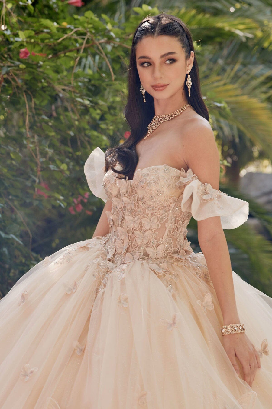 3D Butterfly Off Shoulder Corset Ball Gown by Juliet JT1448J – ABC Fashion