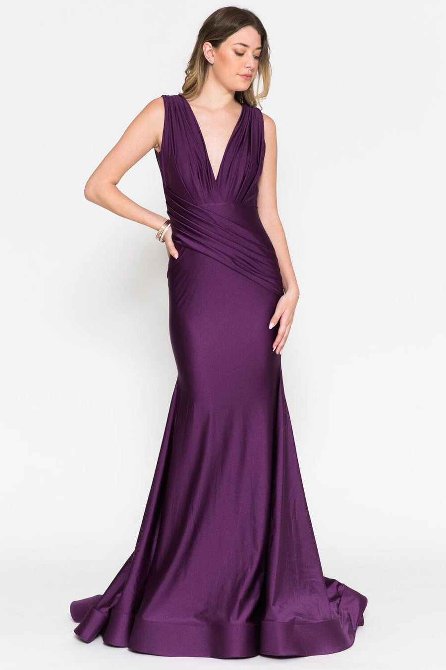 Fitted Sleeveless Lycra Gown by Amelia Couture 370-1 – ABC Fashion