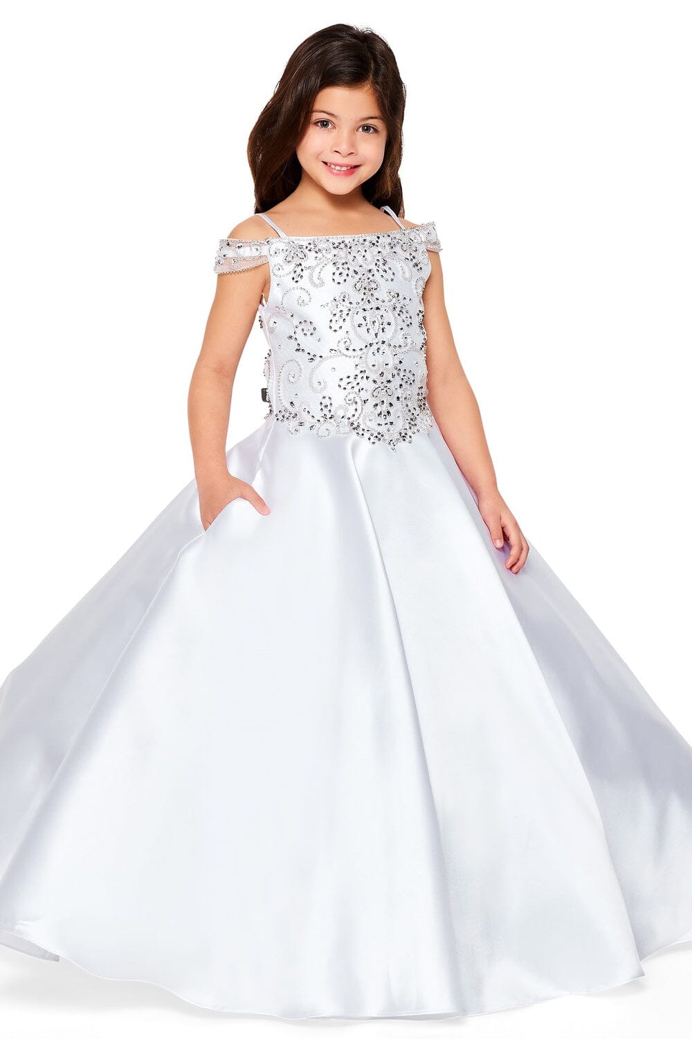 Girls Cold Shoulder Satin Gown by Cinderella Couture 8023 – ABC Fashion