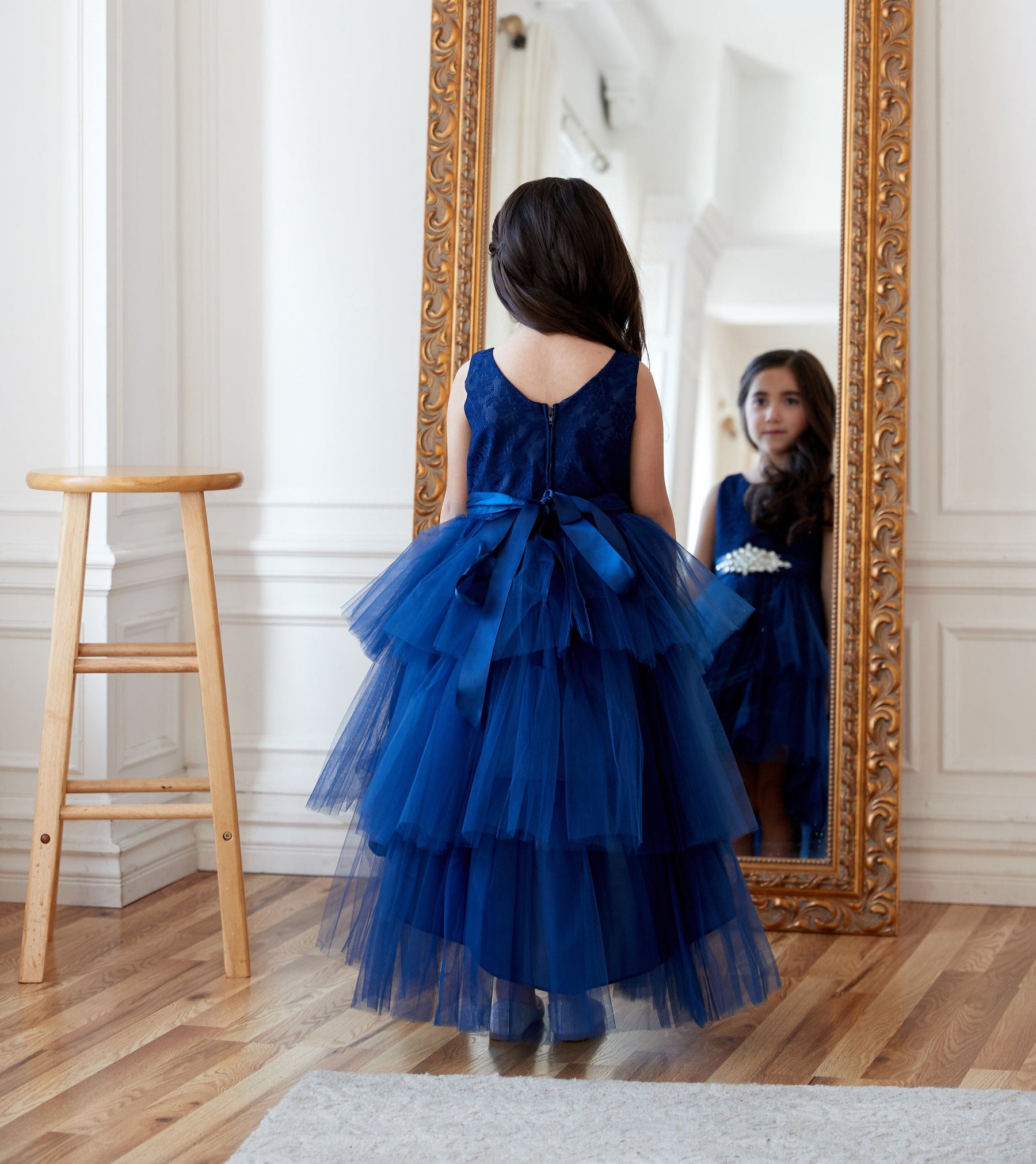 Girls Layered High Low Dress with Lace Bodice by Calla D825 – ABC Fashion