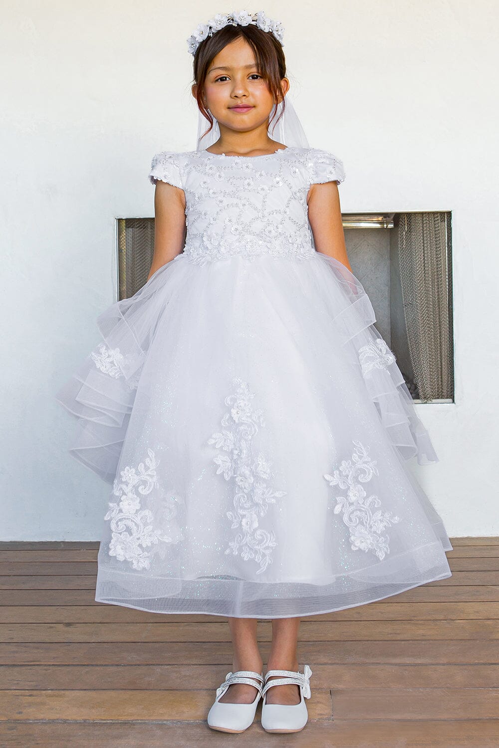 Girls Layered Short Sleeve Gown by Cinderella Couture 2017 – ABC Fashion