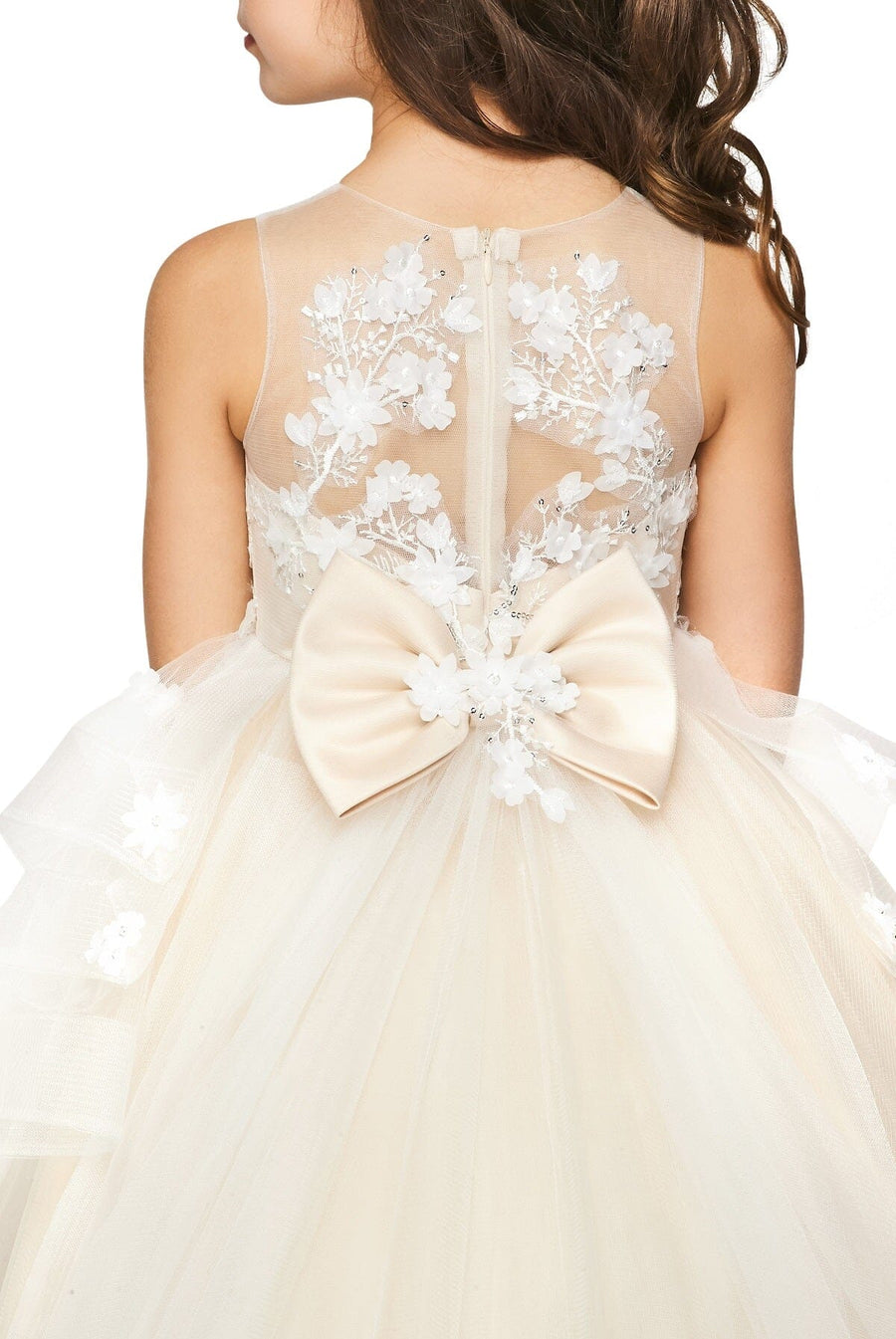 Girls Long 3D Floral Applique Dress by Cinderella Couture 5093 – ABC ...