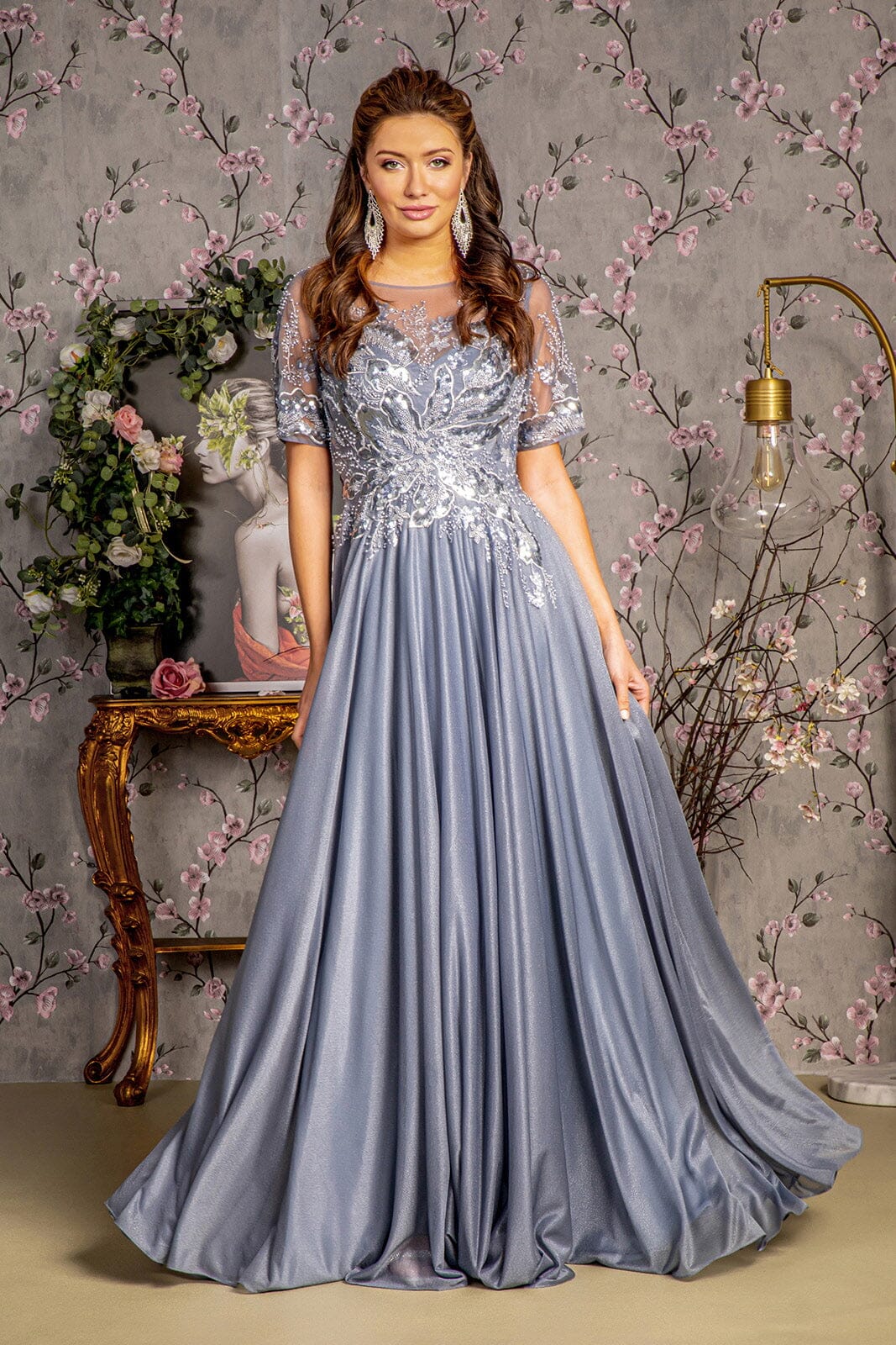 Metallic Applique Short Sleeve A-line Gown by GLS Gloria GL3444 – ABC ...