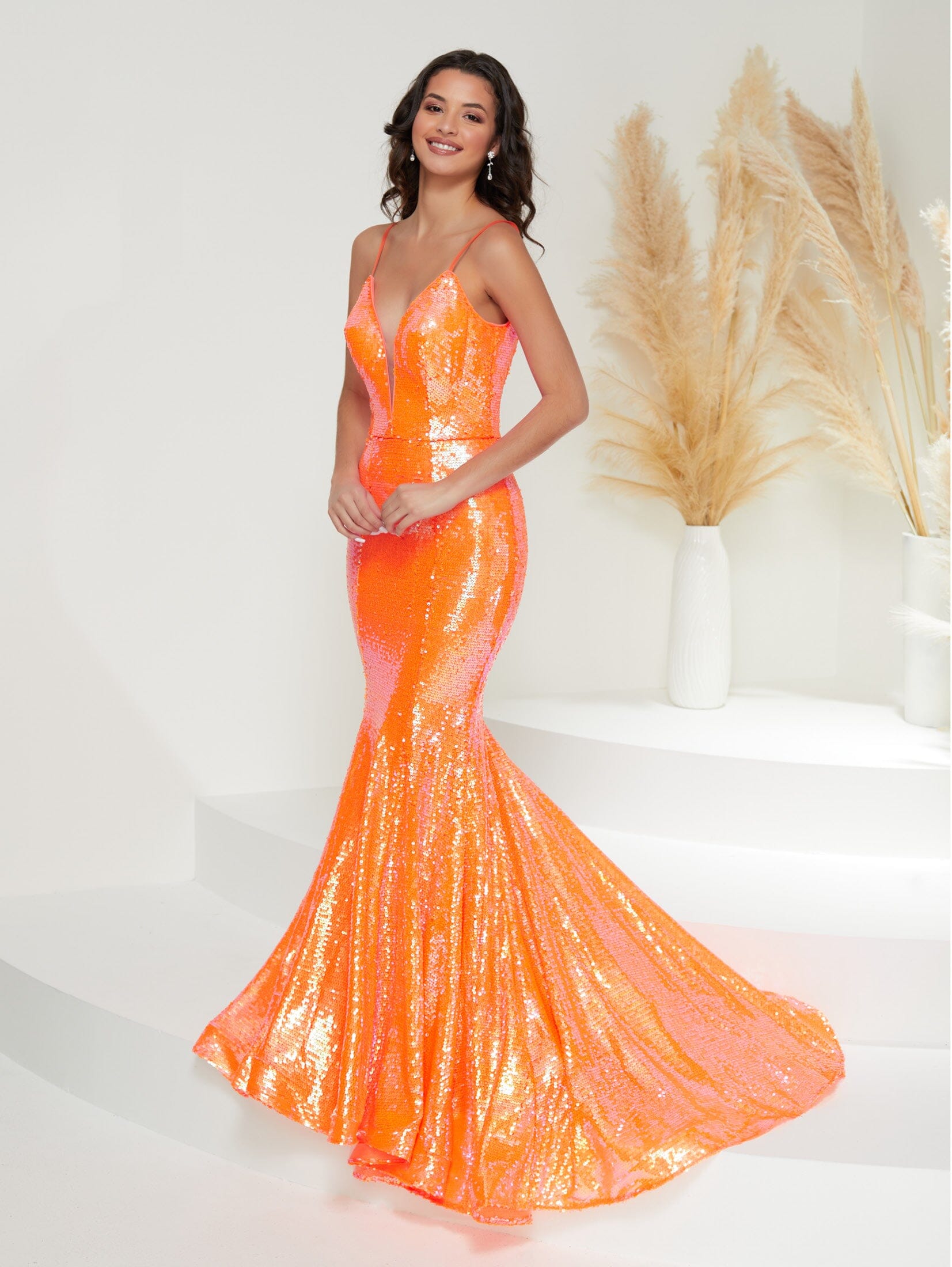 Sequin V-Neck Mermaid Dress by Tiffany Designs 16928 – ABC Fashion