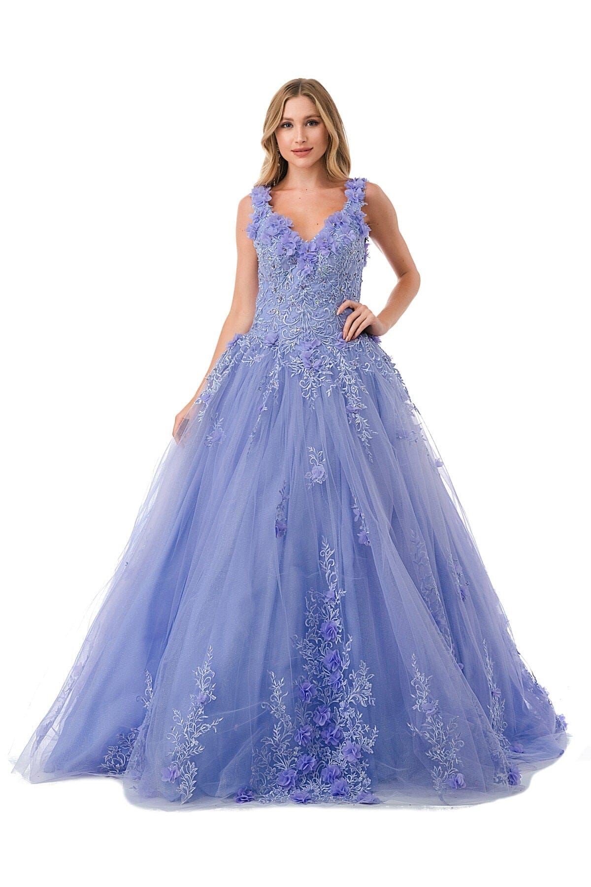 3d Floral Sleeveless Tulle Ball Gown By Coya L2729 Abc Fashion