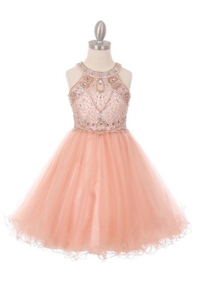 Beaded Girls Short Halter Dress By Cinderella Couture 5022 Abc Fashion