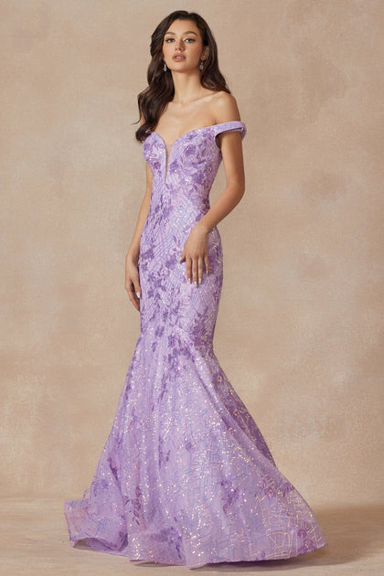Embellished Off Shoulder Mermaid Dress by Juliet 2412 – ABC Fashion