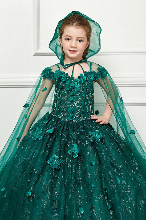 Girls 3D Floral Cloak Ball Gown by Petite Adele PK1004 – ABC Fashion