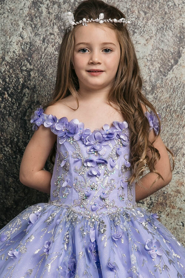 Girls 3D Floral Cloak Ball Gown by Petite Adele PK1004 – ABC Fashion