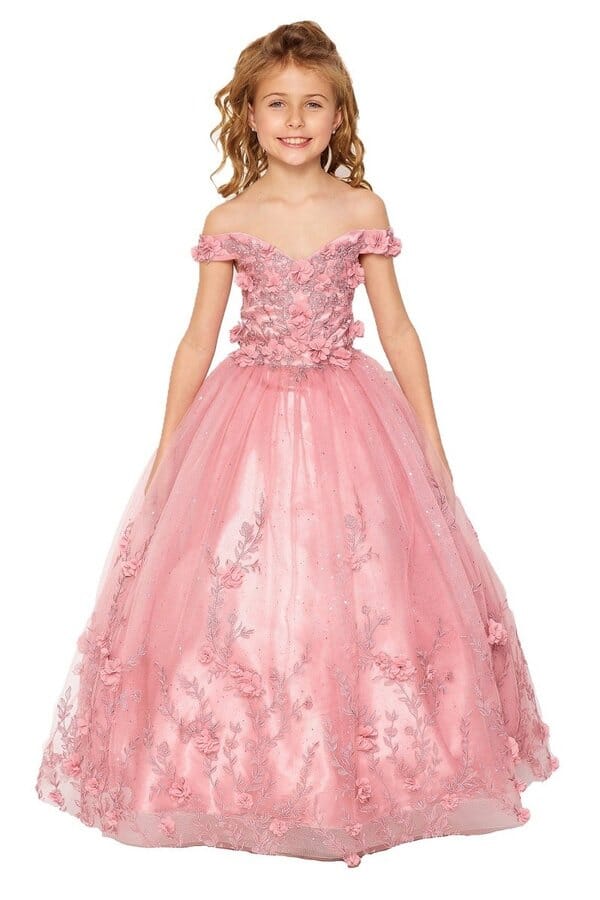 Girls 3D Floral Off Shoulder Gown by Cinderella Couture 8026 – ABC Fashion