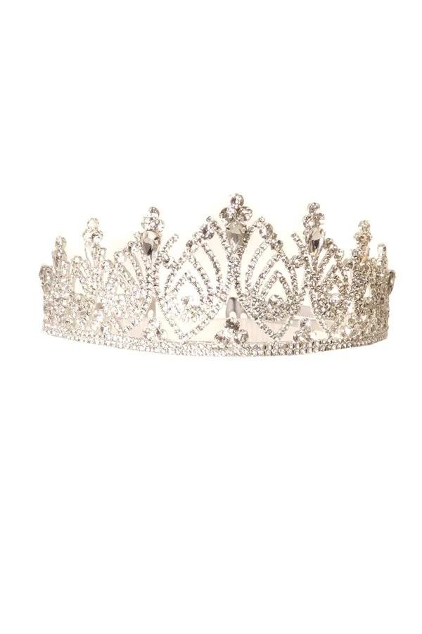 Girls Elegant Rhinestone Silver Tiara with Comb – ABC Fashion