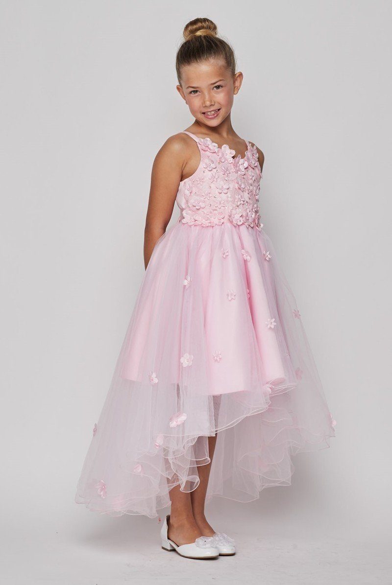 Girls High Low Dress with 3D Appliques by Cinderella Couture 9019 – ABC ...