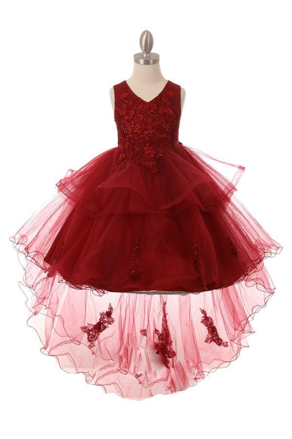 Girls High Low Dress with Appliques by Cinderella Couture 9056 – ABC ...