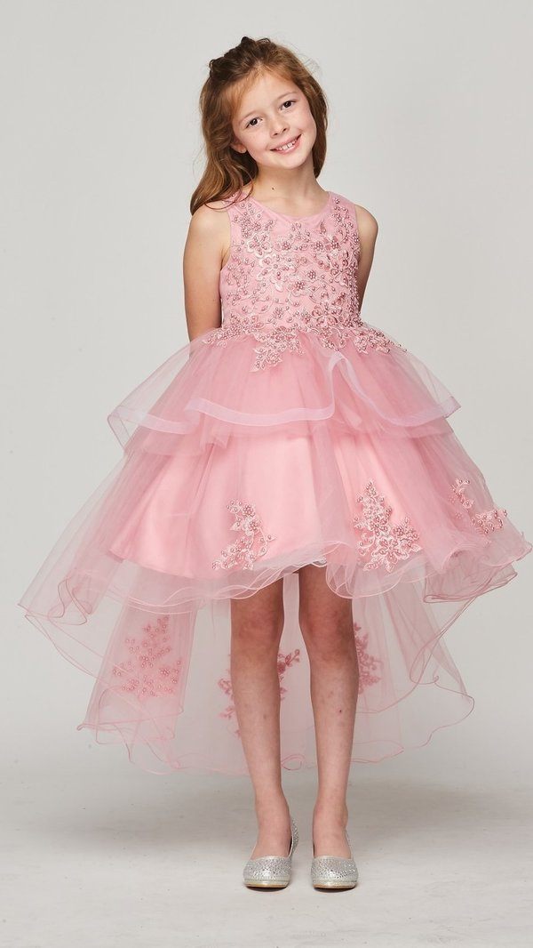 Girls Lace Applique High Low Dress by Cinderella Couture 9120 – ABC Fashion