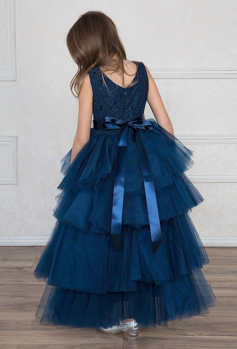 Girls Layered High Low Dress with Lace Bodice by Calla D825 – ABC Fashion