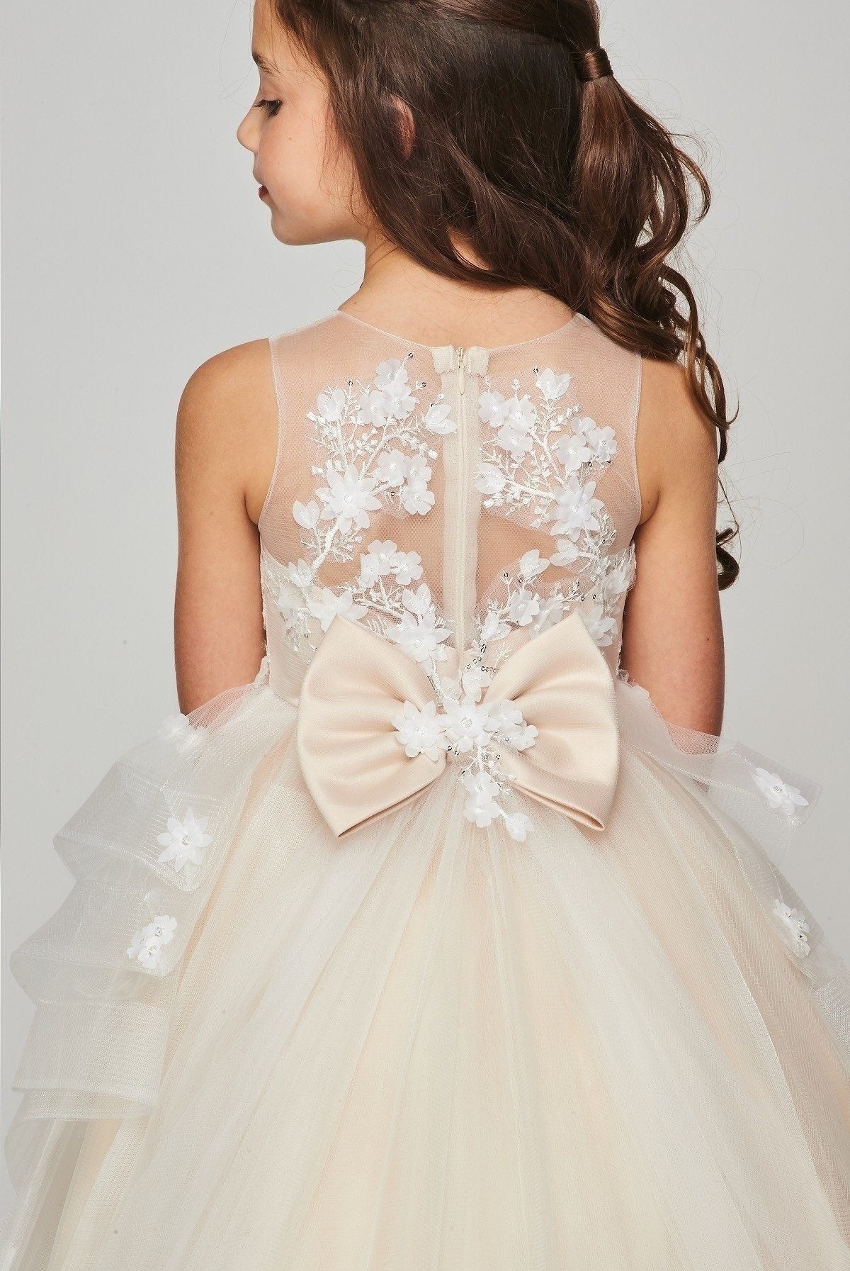 Girls Long 3D Floral Applique Dress by Cinderella Couture 5093 – ABC ...