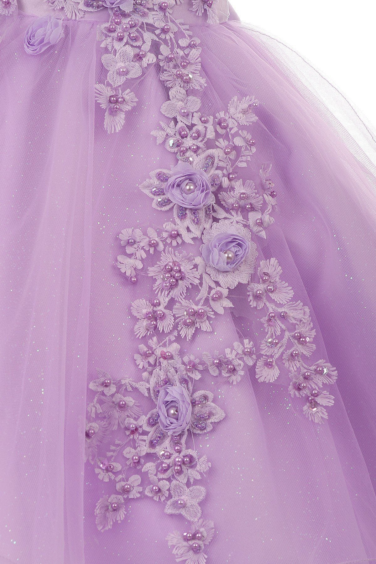 Girls Short Glitter Dress with 3D Flowers by Cinderella Couture 9022 ...