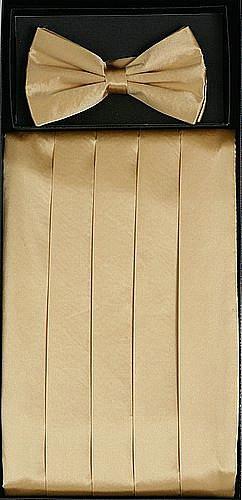 Gold Silk Satin Cummerbund and Bow Tie Set – ABC Fashion