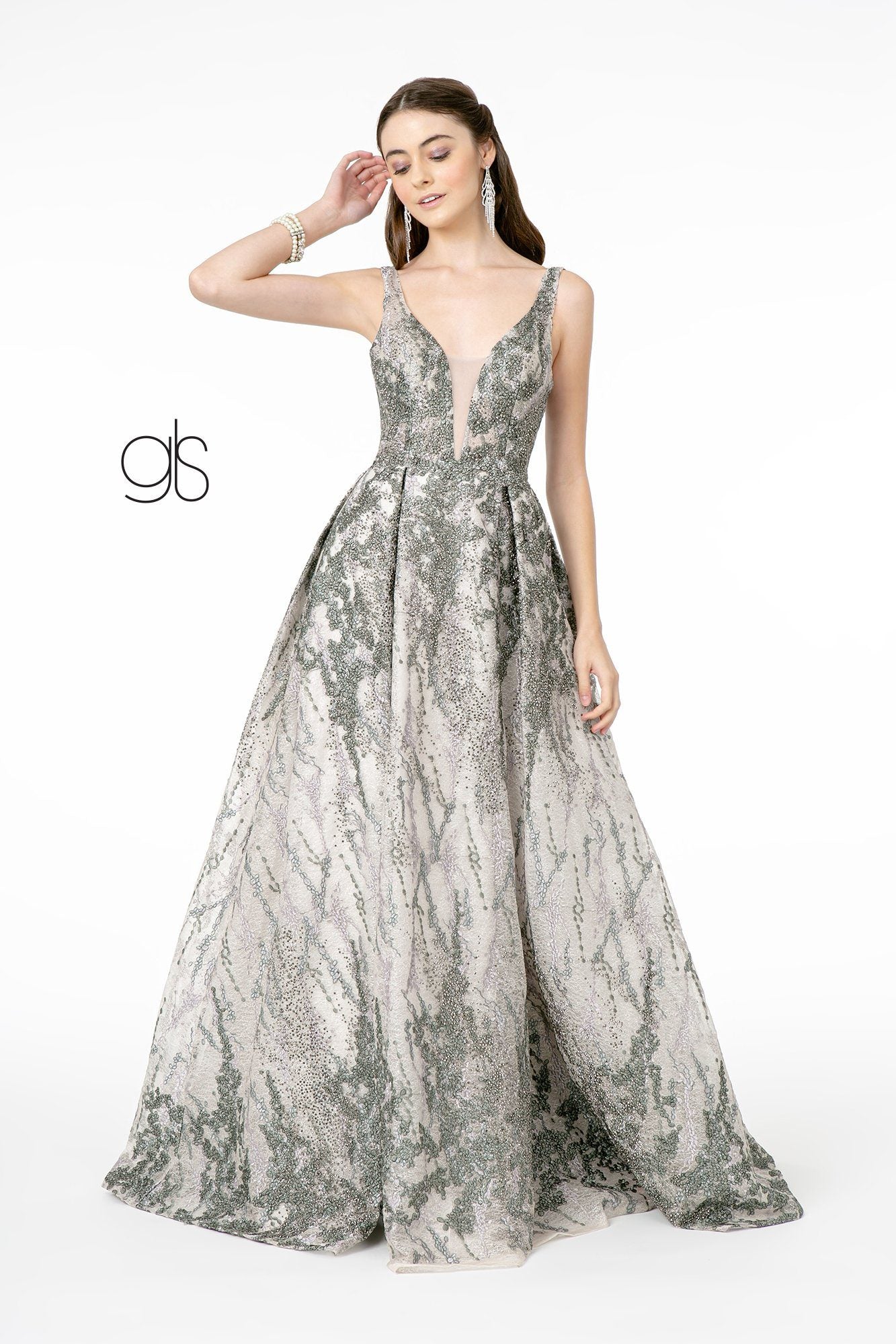 Long A-line Jeweled Lace Dress by Elizabeth K GL1835 – ABC Fashion