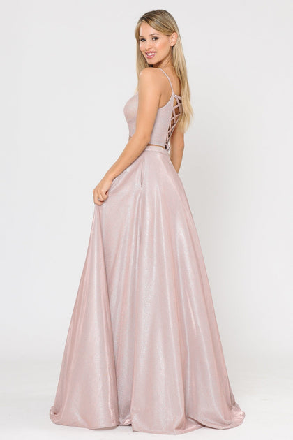 Long Iridescent Glitter Two Piece Dress by Poly USA 8676 – ABC Fashion