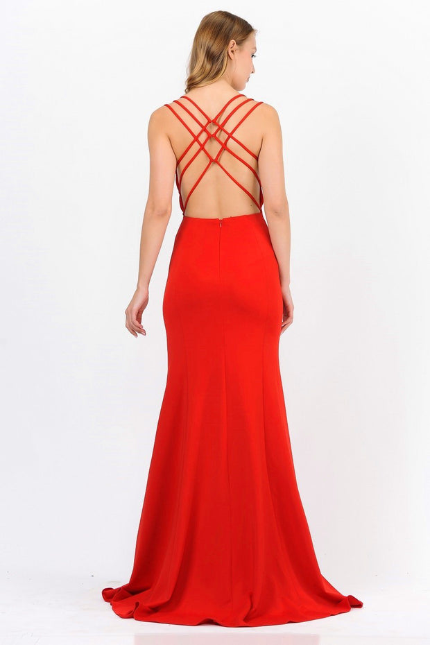 Long Strappy Open Back Dress with Illusion Panel by Poly USA 8468 – ABC ...