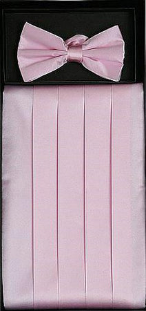 Pink Silk Satin Cummerbund and Bow Tie Set – ABC Fashion