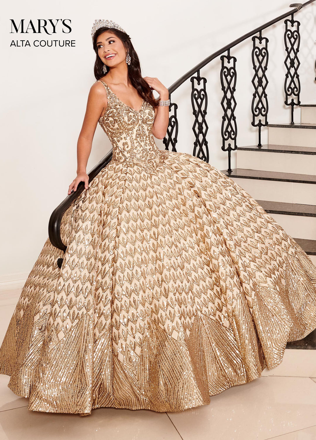 Sequin V-Neck Quinceanera Dress by Alta Couture MQ3040 – ABC Fashion