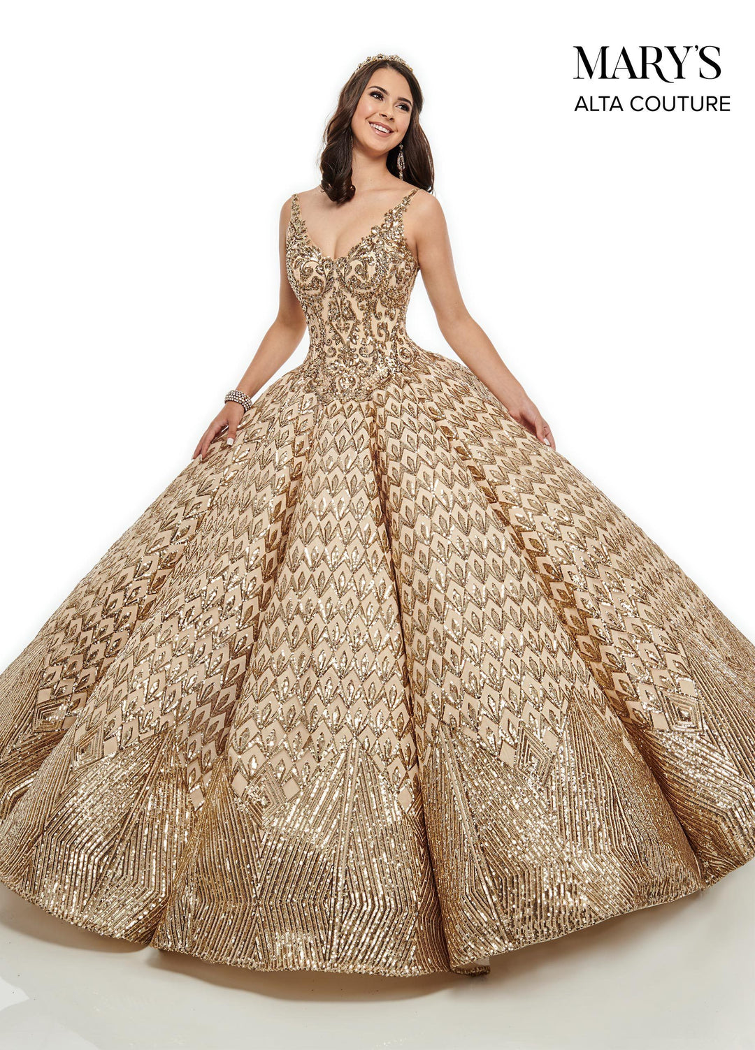 Sequin V-Neck Quinceanera Dress by Alta Couture MQ3040 – ABC Fashion